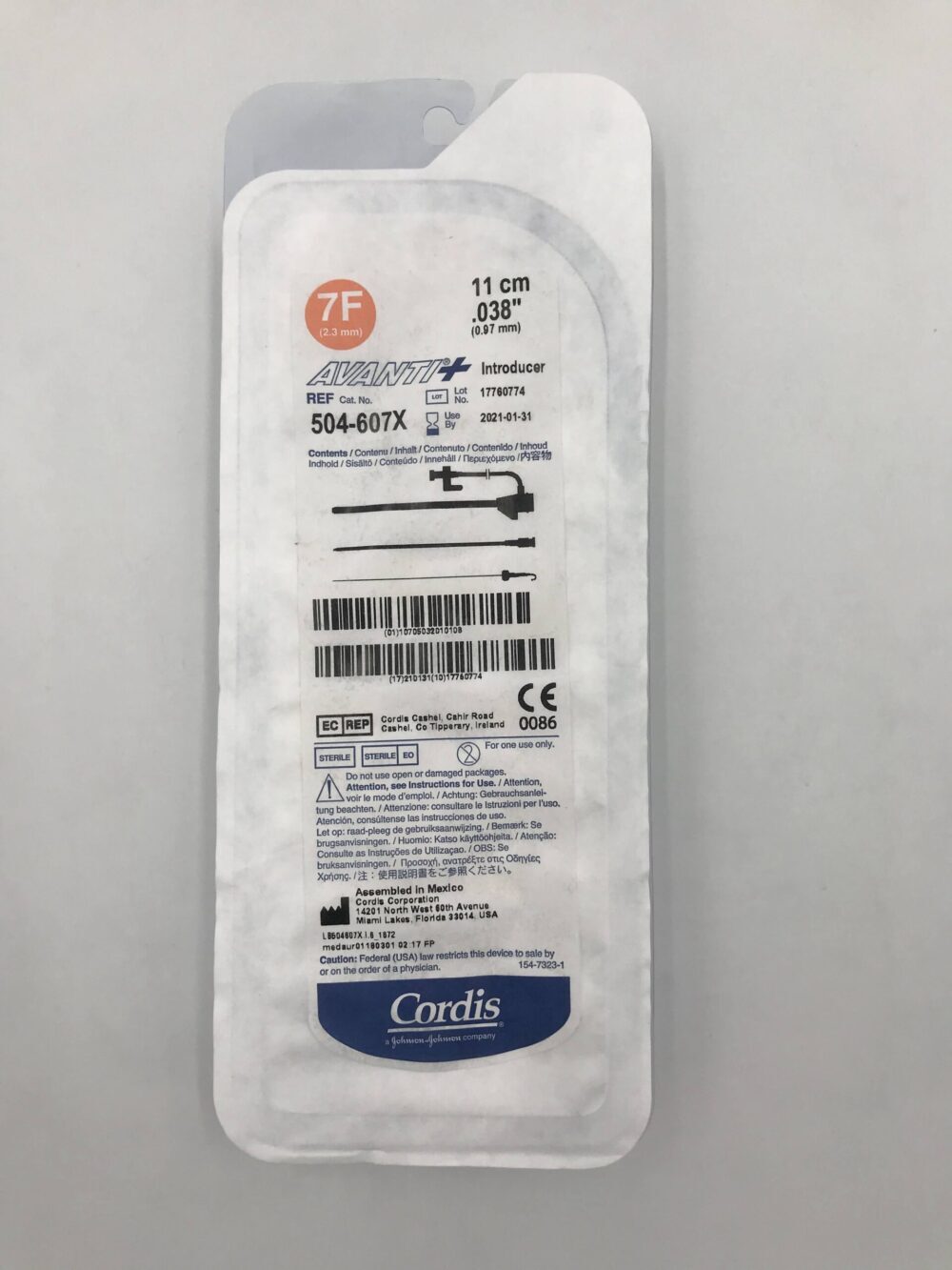 CORDIS 504-607X Avanti+ Introducer 7F x 11cm x .038″ (X) - GB TECH USA