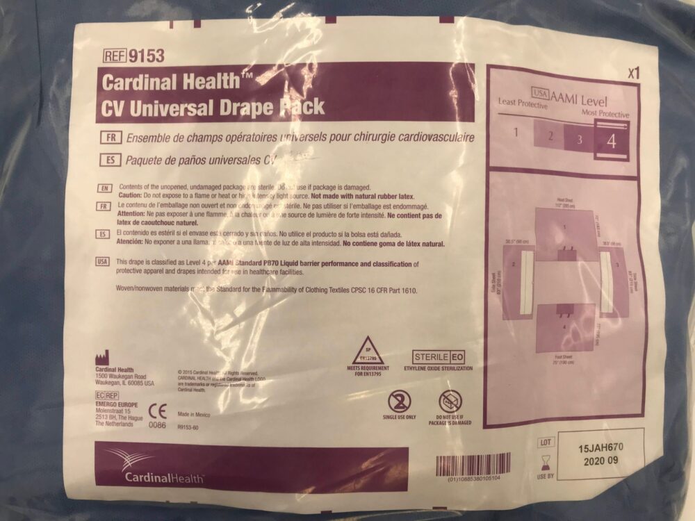 CARDINAL HEALTH 9153 CV Universal Drape Pack AAMI Level 4 (X) - GB TECH USA