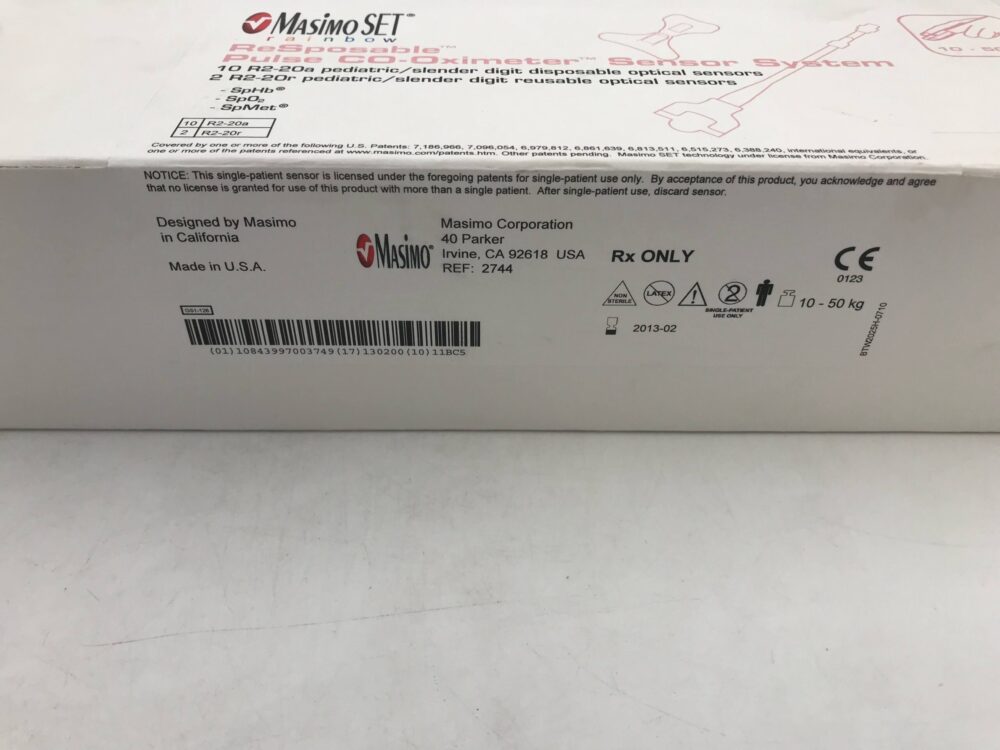 MASIMO 2744 Rainbow ReSposable Pulse CO-Oximeter Sensor System 10-50kg ...