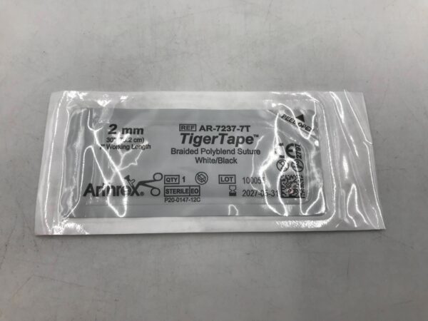 ARTHREX AR-7237-7T TigerTape Braided Polyblend Suture White/Black 2mm, 30in - GB TECH USA