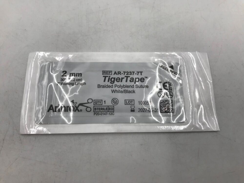 ARTHREX AR-7237-7T TigerTape Braided Polyblend Suture White/Black 2mm, 30in - GB TECH USA
