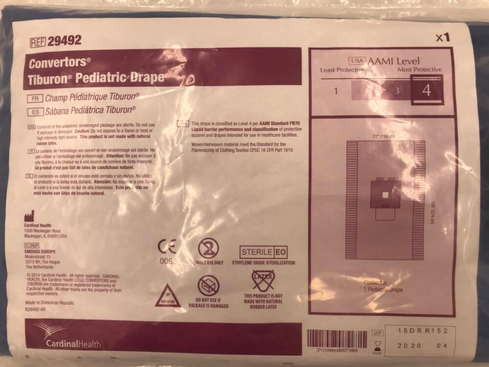 CARDINAL HEALTH 29492 Convertors Tiburon Pediatric Drape AAMI 4 ...