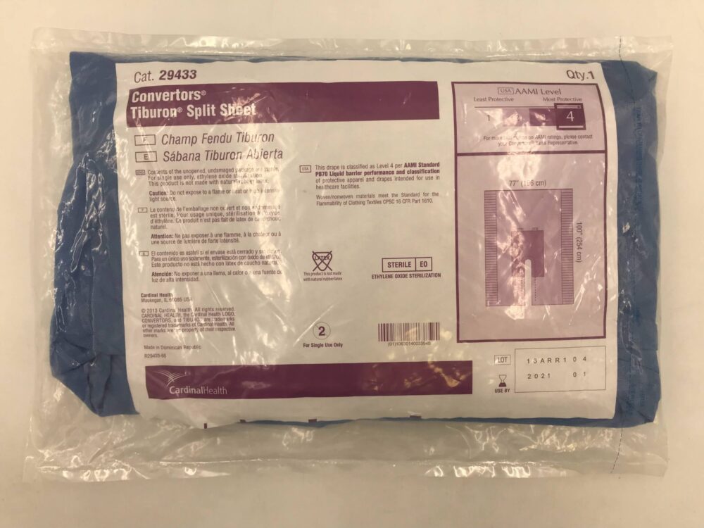 CARDINAL HEALTH 29433 Convertors Tiburon Split Sheet AAMI Level 4 ...