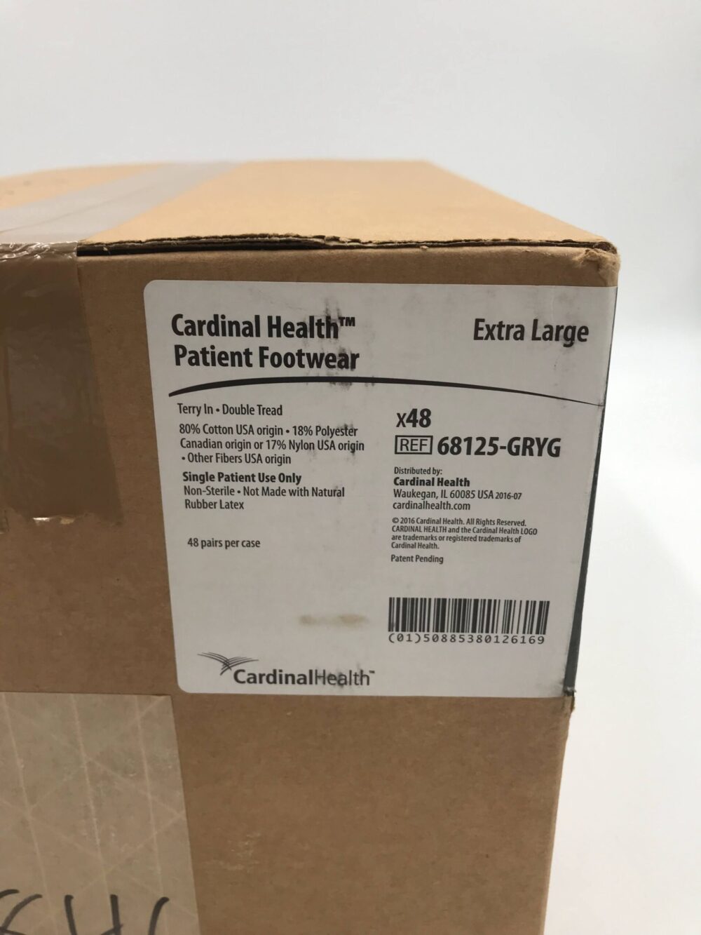 CARDINAL HEALTH 68125-GRYG Patient Footwear Extra-Large, Double Tread ...