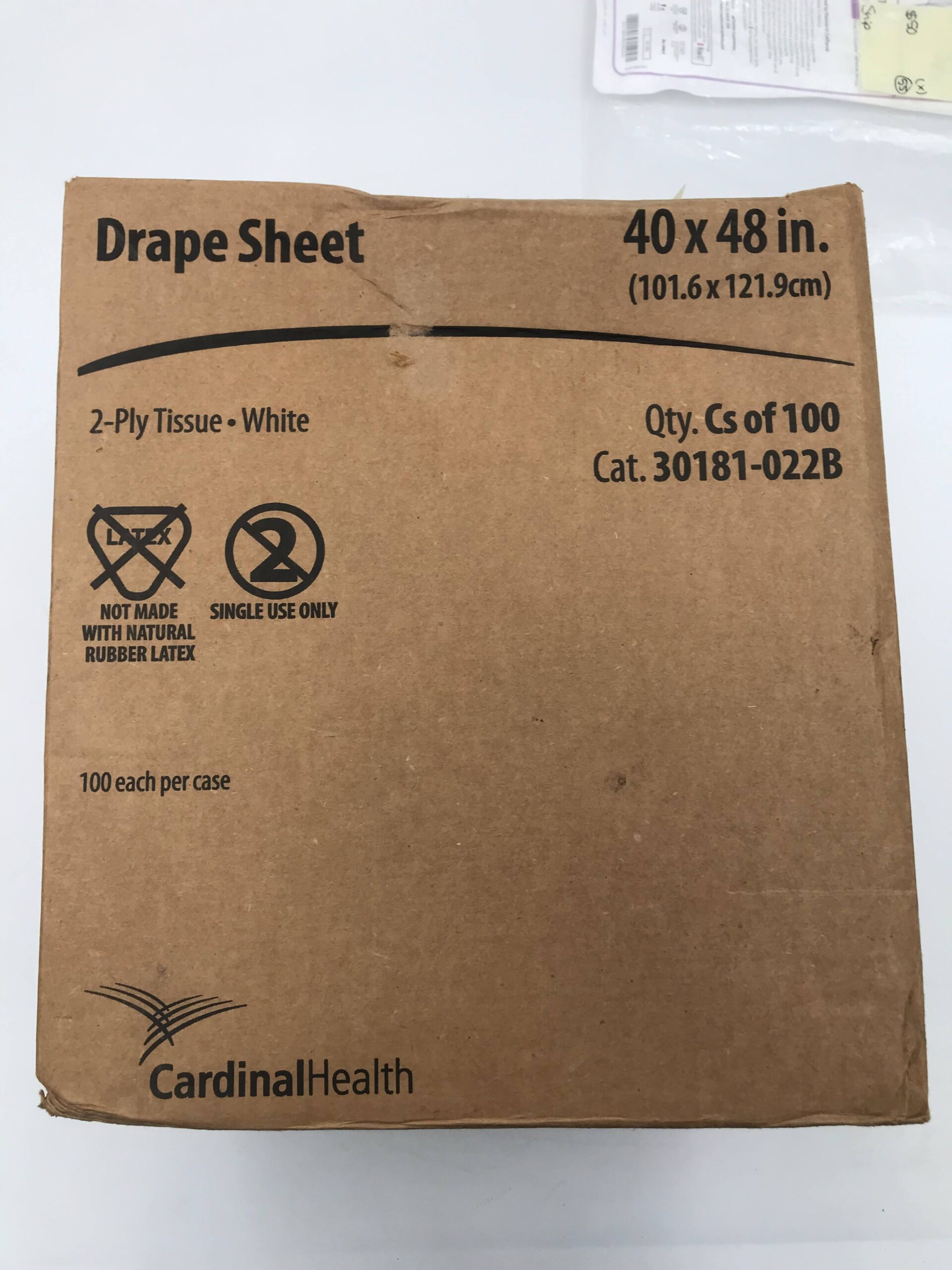 CARDINAL HEALTH 30181-022B Drape Sheet, 2-Ply, White 40x48in (100/Case ...