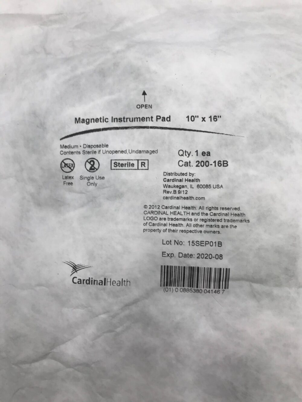 CARDINAL HEALTH 200-16B Magnetic Instrument Pad 10x16in (X) - GB TECH USA