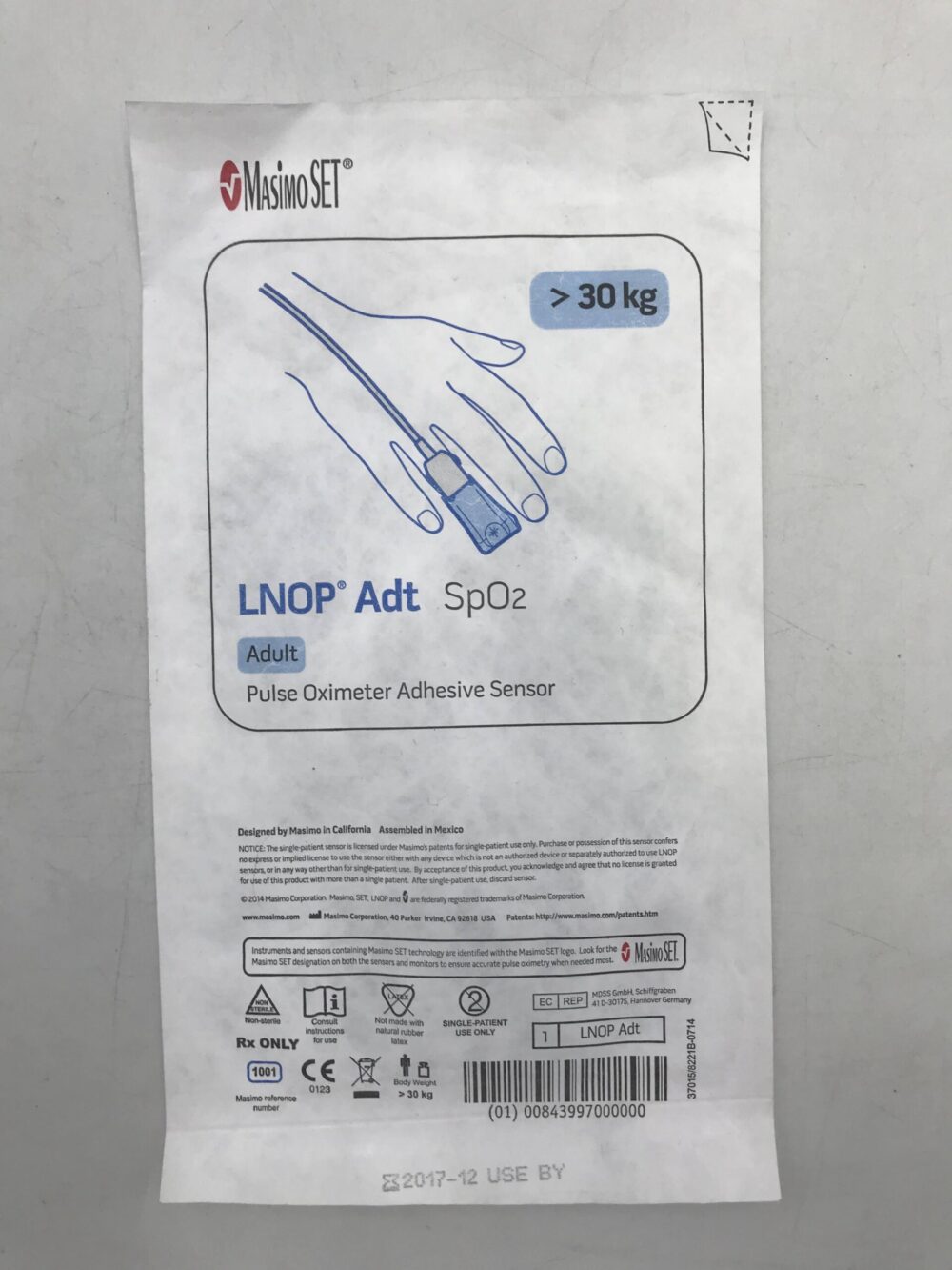 MASIMO 1001 LNOP Adt SpO2 Adult Pulse Oximeter Adhesive Sensor >30kg (X ...
