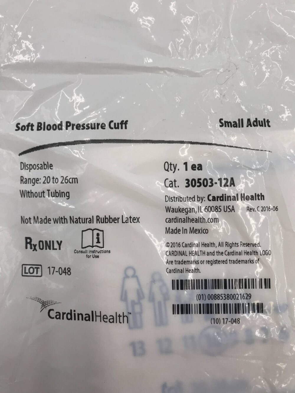 Cardinal Health 30503-12A Soft Blood Pressure Cuff Small Adult Range 20 ...