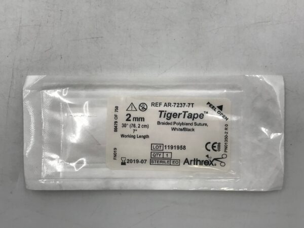 Arthrex AR-7237-7T Tiger Tape Braided Polyblend Suture White/Black 2mm ...