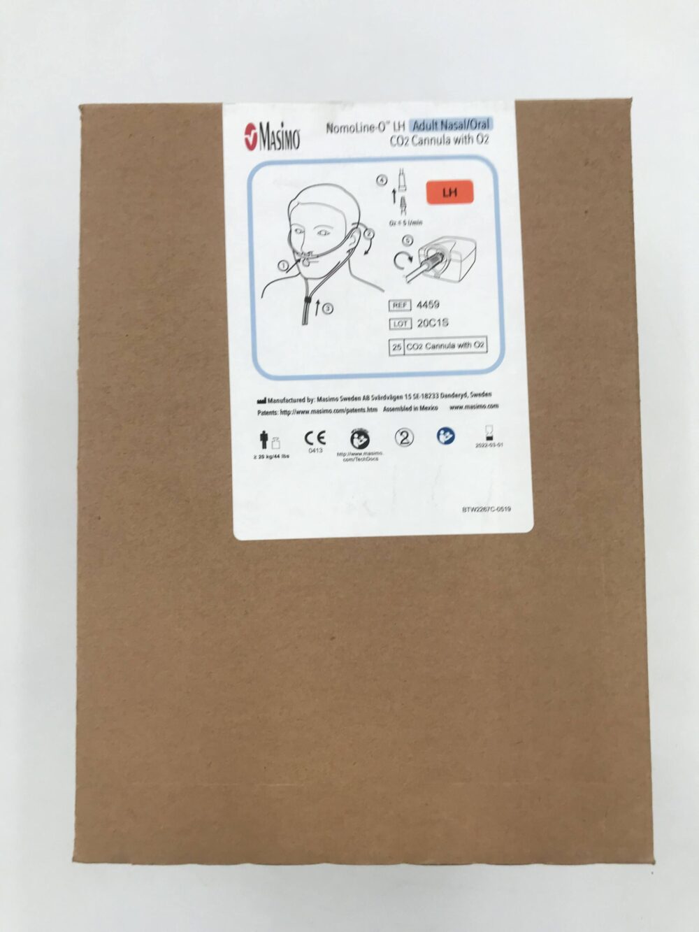 MASIMO 4459 NomoLine-O LH Adult Nasal/Oral CO2 Cannula w/O2 (25/Box)(X ...