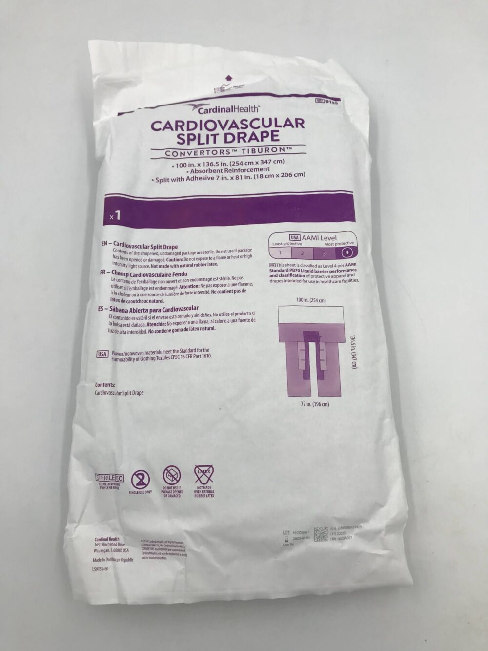 Cardinal Health 9155 Cardiovascular Split Drape Convertors Tiburon ...