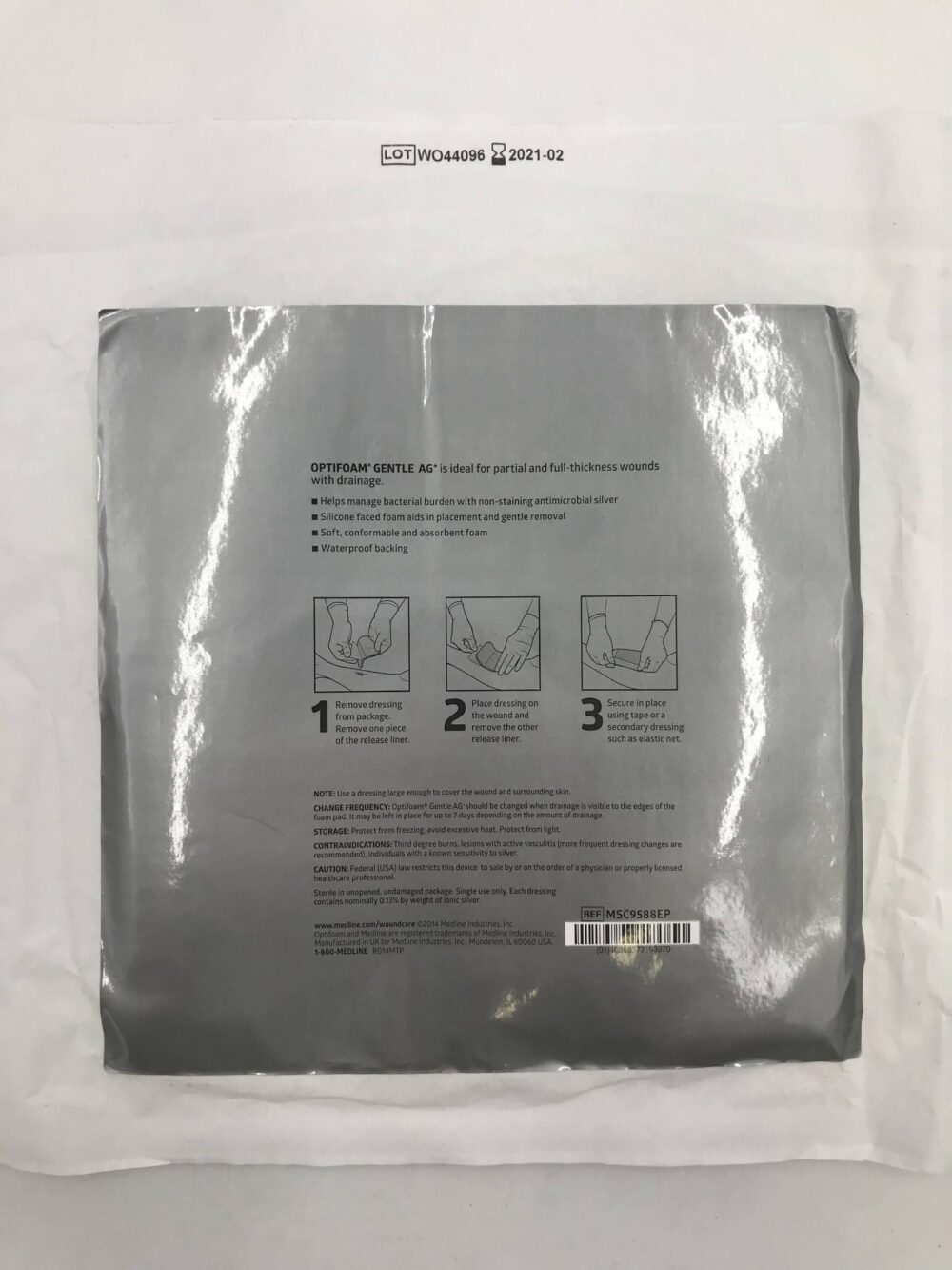 Medline MSC9588EP Optifoam Gentle AG+ Silicone Faced Foam with ...