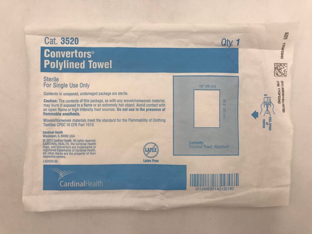CARDINAL HEALTH 3520 Convertors Polylined Towel 18x25.5in - GB TECH USA