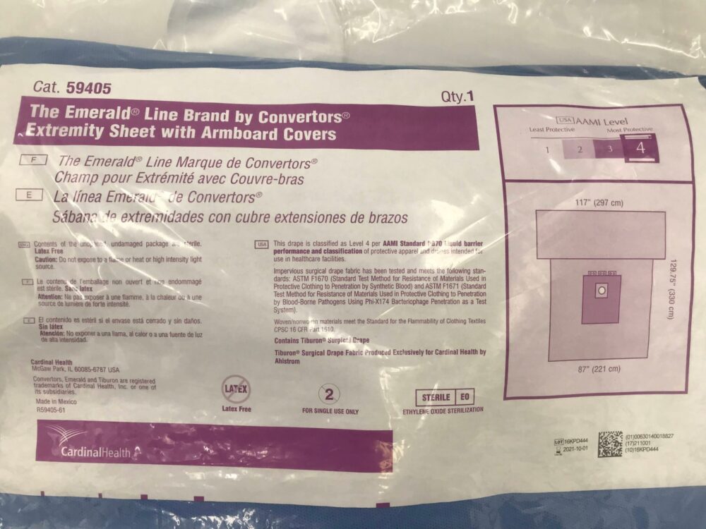 CARDINAL HEALTH 59405 The Emerald Line Brand by Convertors Extremity ...