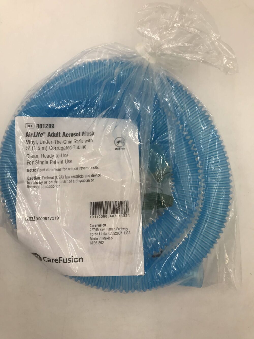 CareFusion 001209 AirLife Adult Aerosol Mask with 5' Corrugated Tubing ...