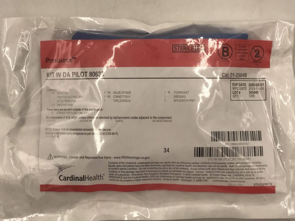 Cardinal Health 01-2504B Presource Kit IV DA Pilot 80636 (X) - GB TECH USA