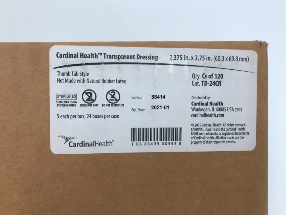 CARDINAL HEALTH TD-24CR Transparent Dressing Thumb Tab Style 2.375in x ...