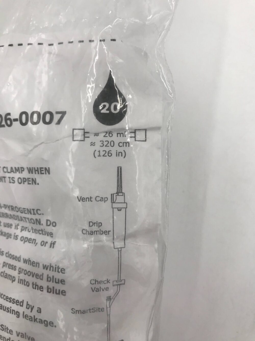 CareFusion 2426-0007 SmartSite Infusion Set ≈26ml ≈320cm (126in) 20 ...