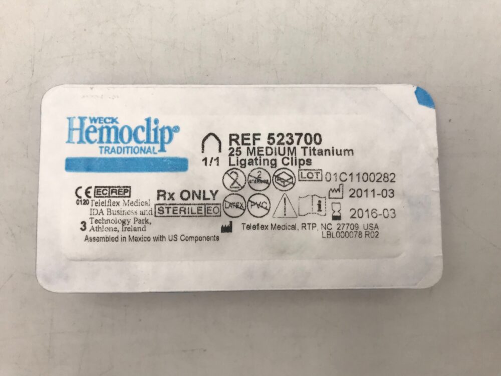 TELEFLEX 523700 Weck Hemoclip 25 Medium Titanium Ligating Clips (X ...