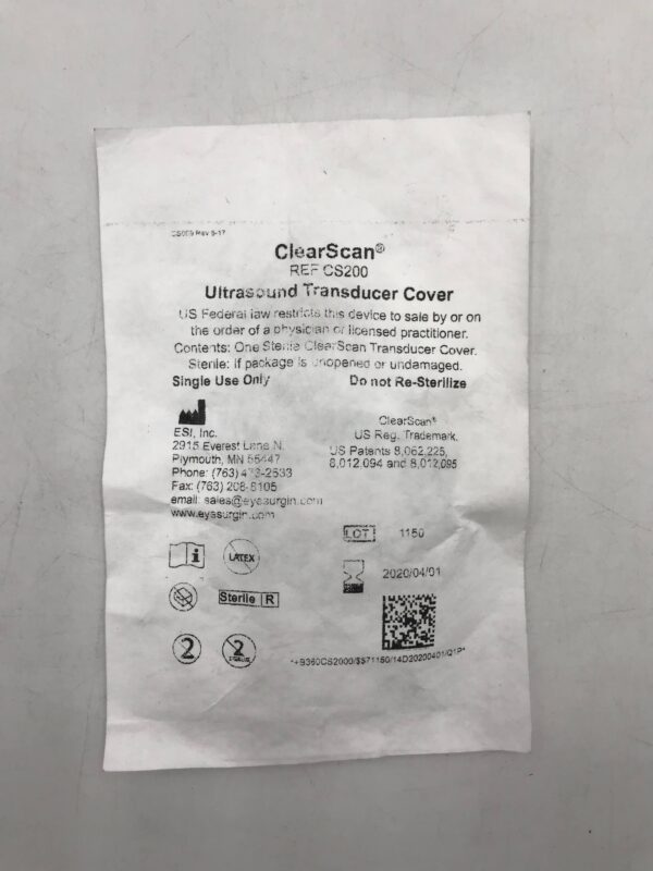 ESI INC CS200 ClearScan Ultrasound Transducer Cover (X) – GB TECH USA