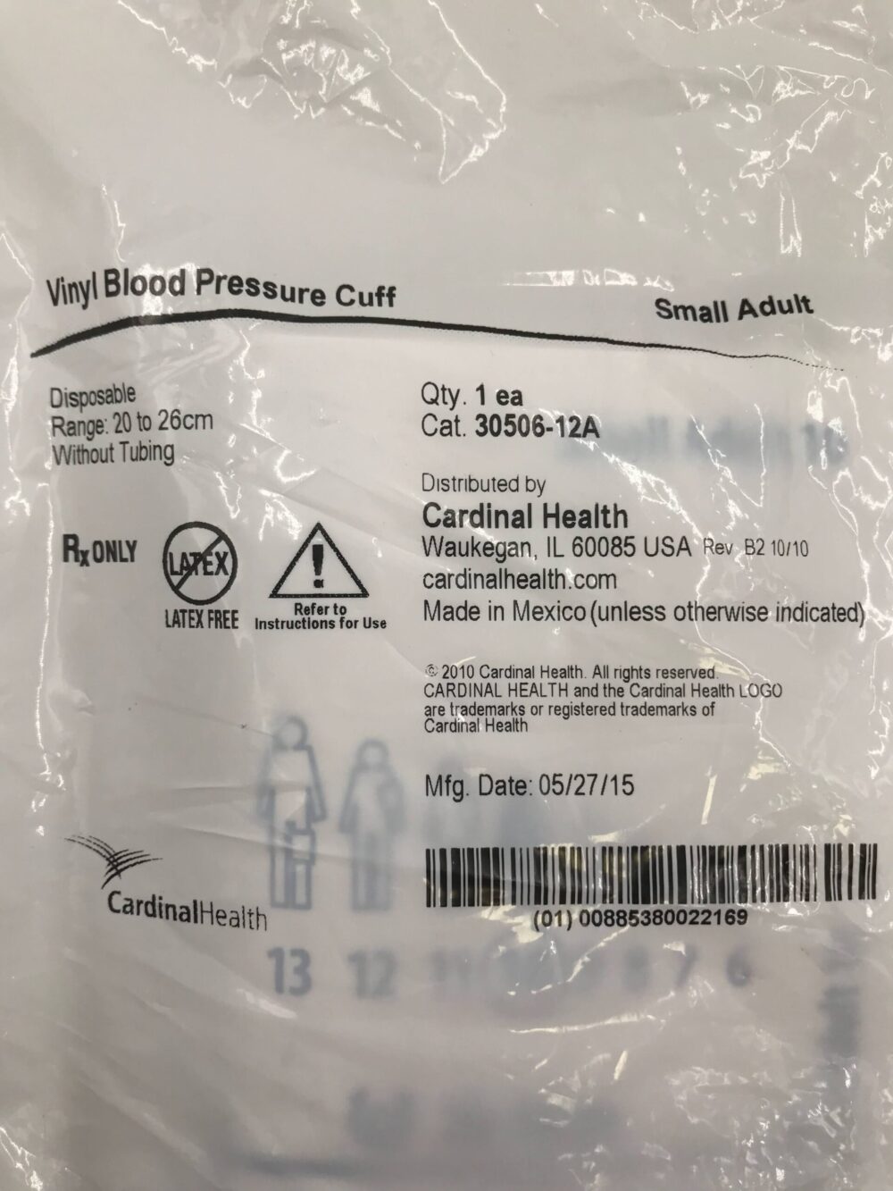 Cardinal Health 30506-12A Vinyl Blood Pressure Cuff Small Adult ...