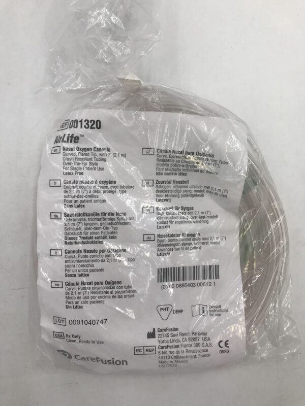 CareFusion 001320 AirLife Nasal Oxygen Cannula Curved Flared Tip with 7 ...