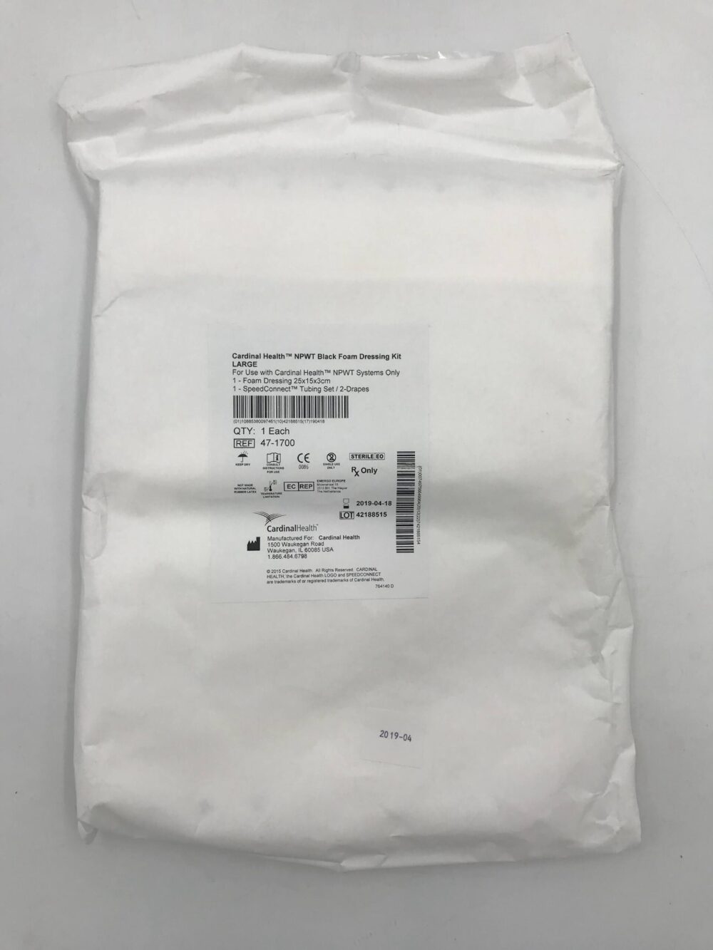 Cardinal Health 47-1700 NPWT Black Foam Dressing Kit Large (X) - GB ...