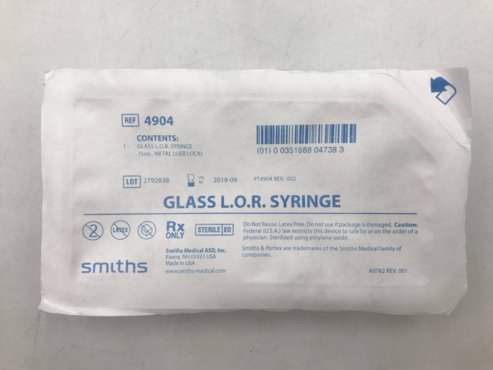 Smiths Medical 4904 Glass L.O.R. Syringe (X) - GB TECH USA