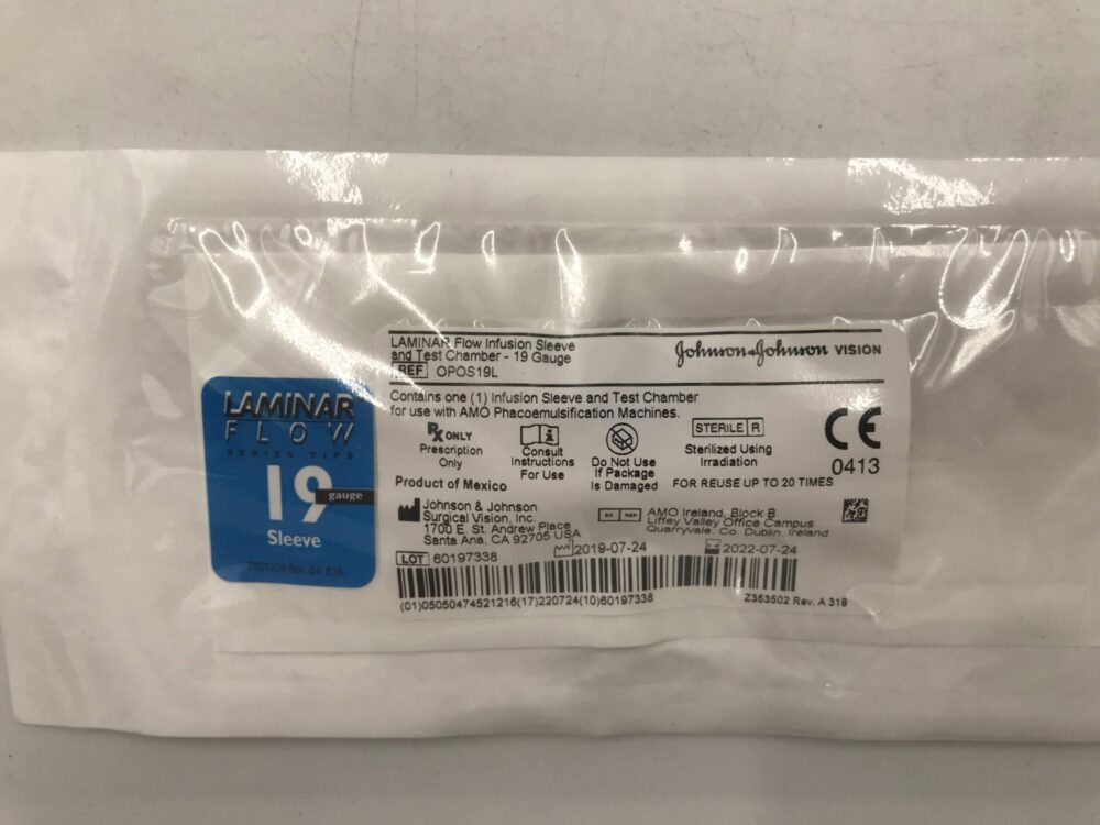 Johnson & Johnson OPOS19L Laminar Flow Infusion Sleeve and Test Chamber ...