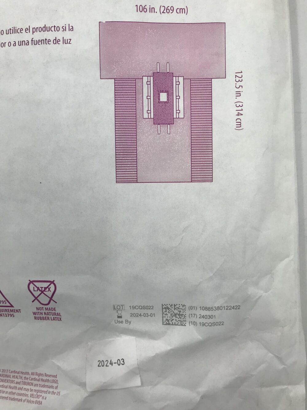 CARDINAL HEALTH 9458 Convertors Tiburon General Endoscopy Drape 106 x ...