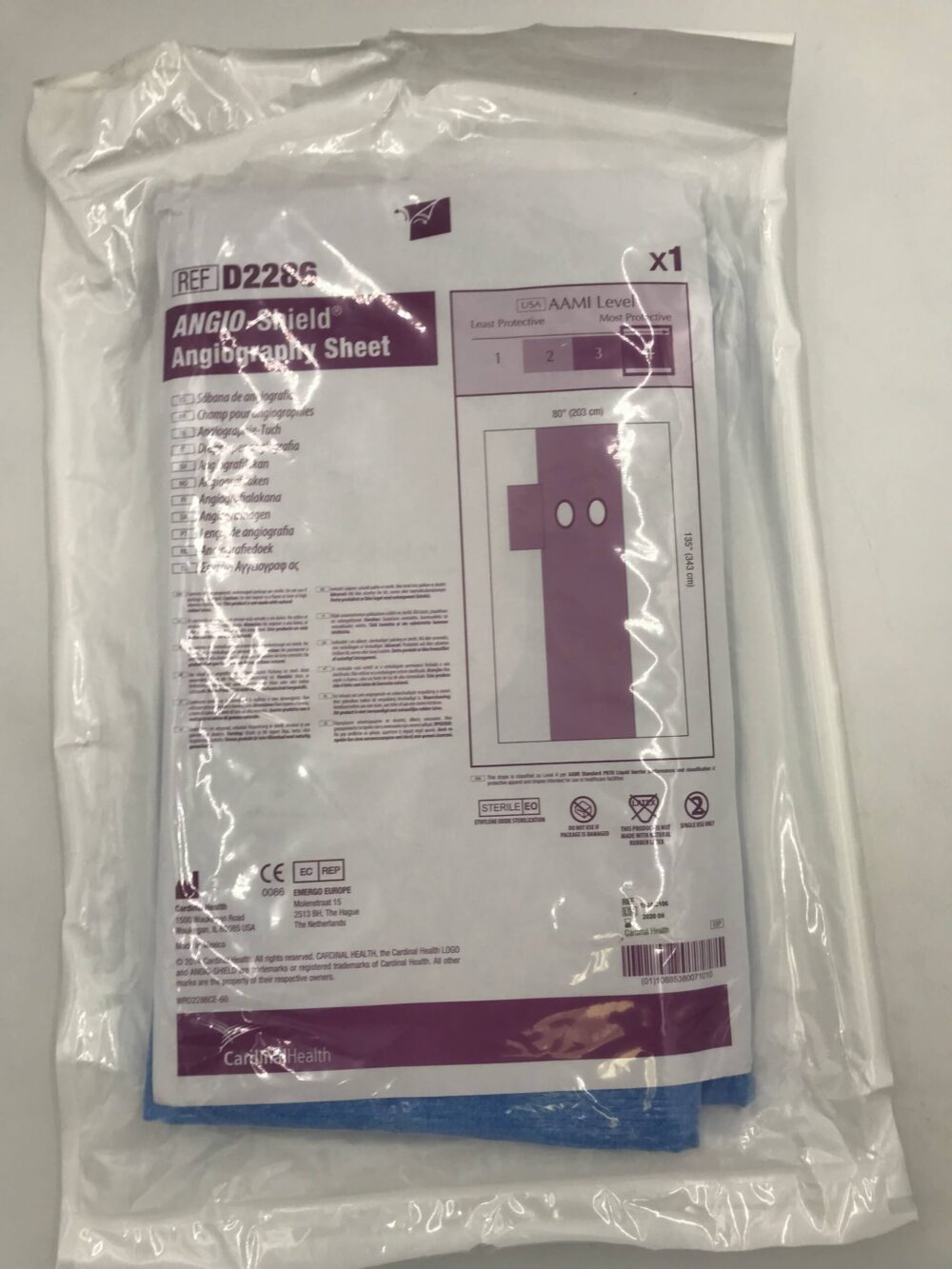 CARDINAL HEALTH D2286 Angio-Shield Angiography Sheet AAMI Level 4, 80in ...