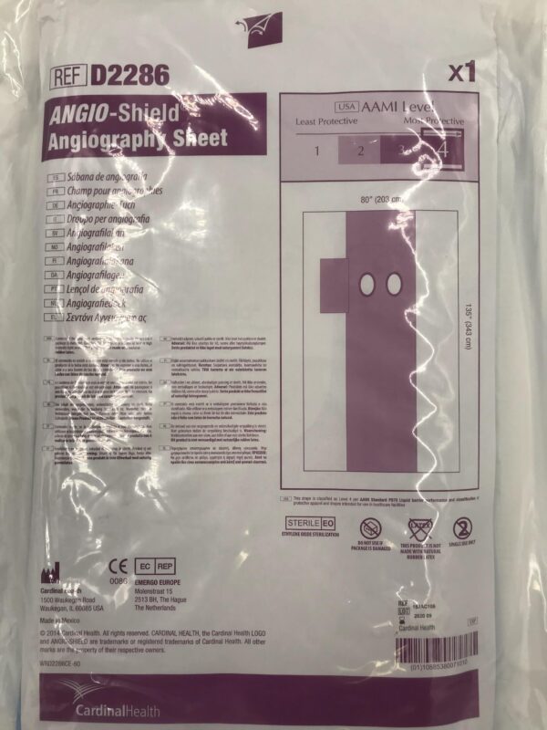 CARDINAL HEALTH D2286 Angio-Shield Angiography Sheet AAMI Level 4, 80in ...
