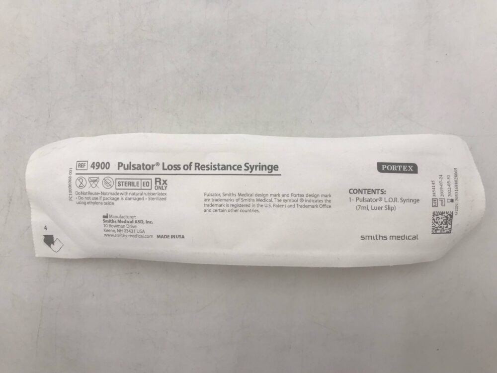 Smiths Medical 4900 Pulsator Loss Of Resistance Syringe (X) - GB TECH USA