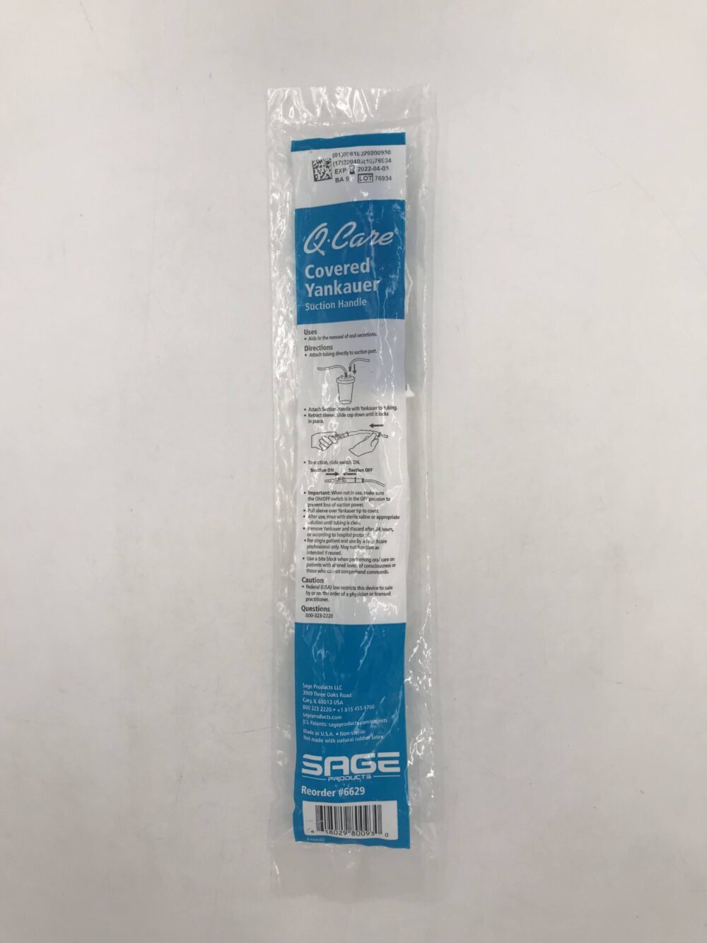 Sage 6629 Q•Care Covered Yankauer Suction Handle (X) - GB TECH USA