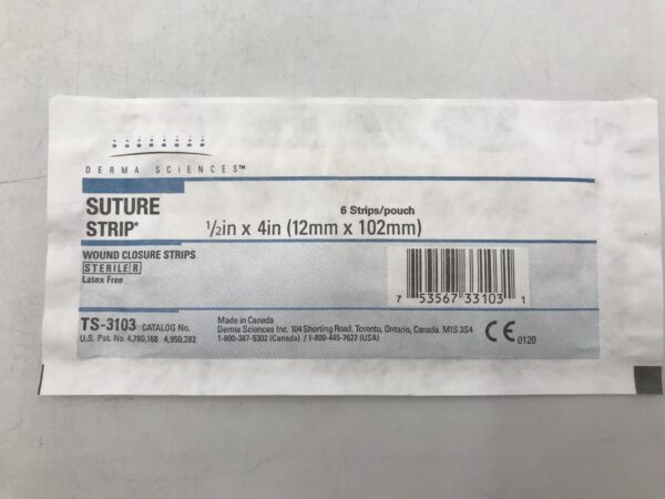 Derma Sciences TS-3103 Suture Strip Wound Closure Strips 1/2in x 4in ...