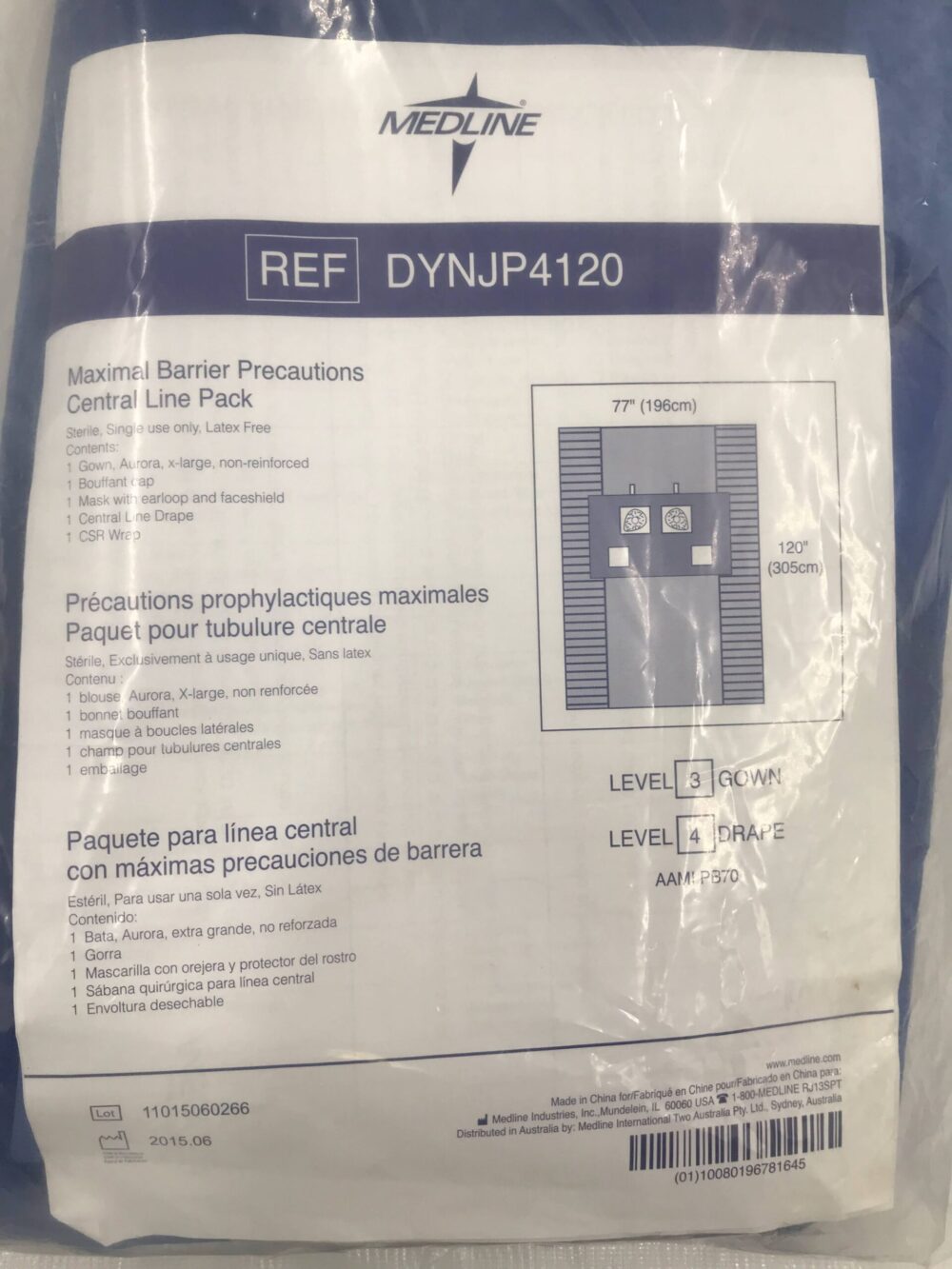 MEDLINE DYNJP4120 Maximal Barrier Precautions Central Line Pack Level 3 ...