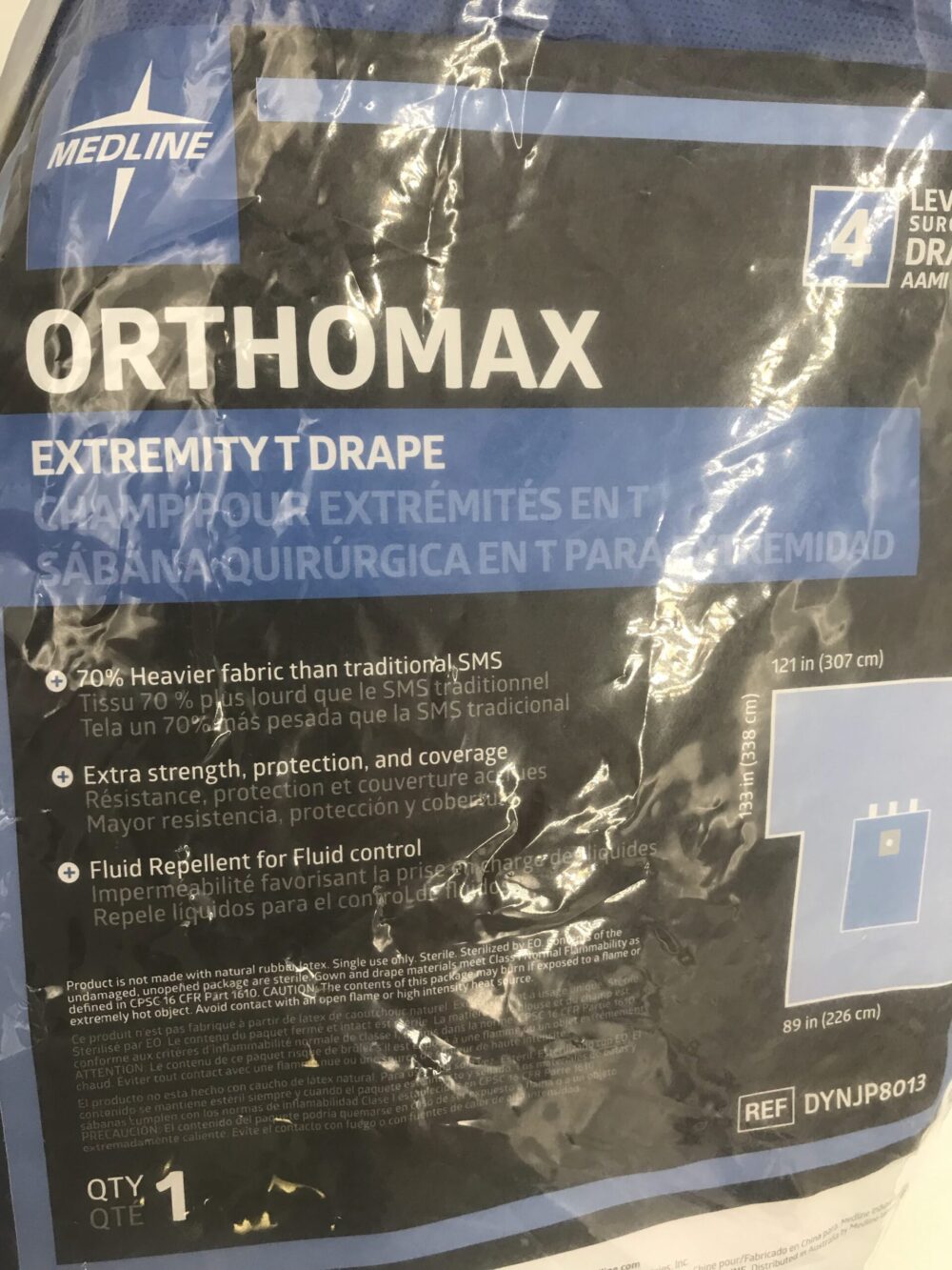 Medline DYNJP8013 Orthomax Extremity T Drape 121in (307in) x 133in ...
