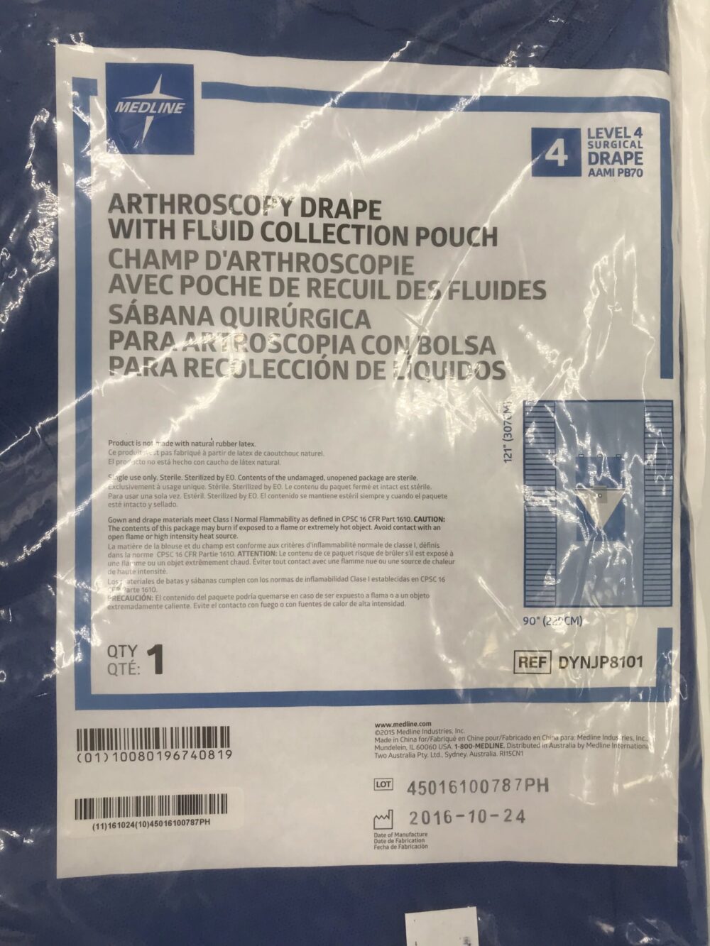 Medline DYNJP8101 Arthroscopy Drape with Fluid Collection Pouch 121 ...