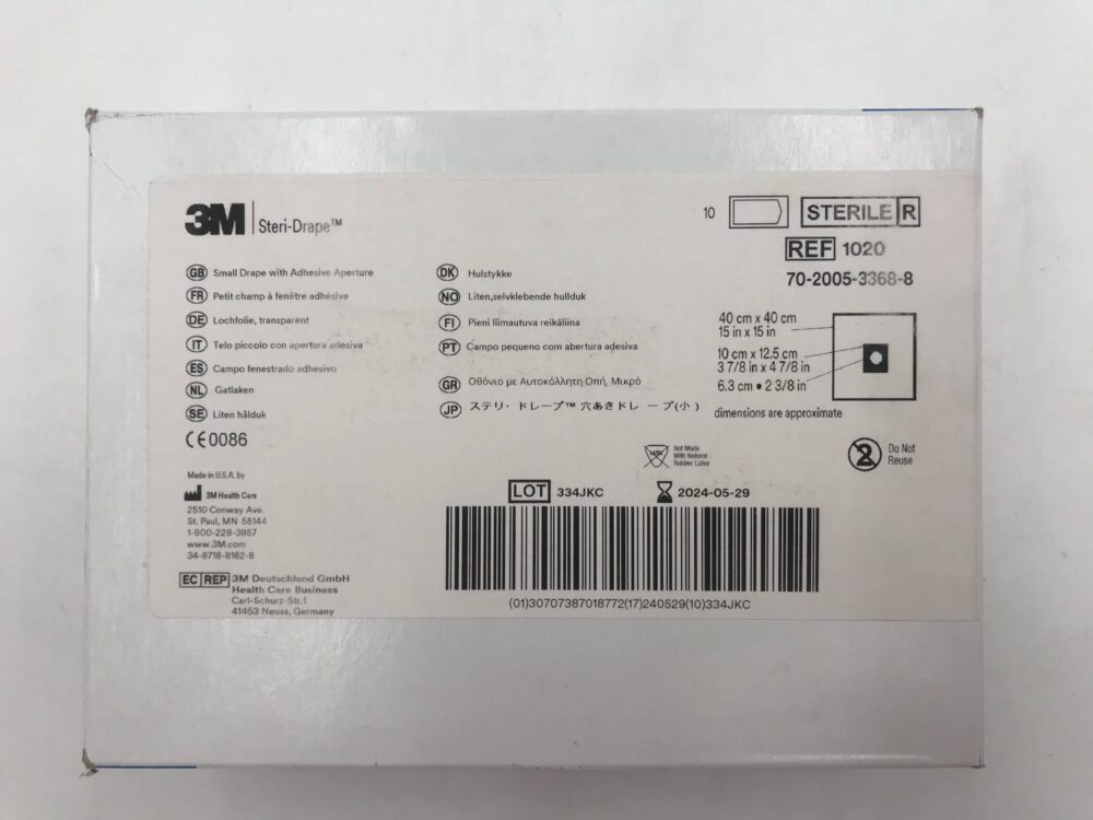 3M 1020 Steri-Drape Small Drape with Adhesive Aperture 40cm x 40cm ...