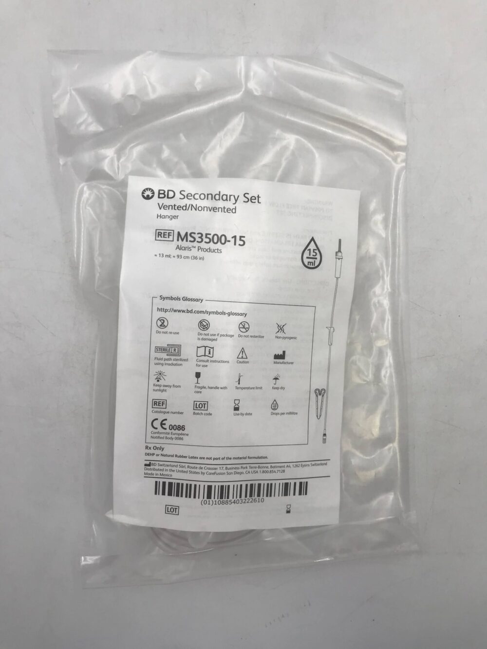 BD MS3500-15 Secondary Set Vented/Nonvented Hanger ≈13ml ≈93cm (36in ...