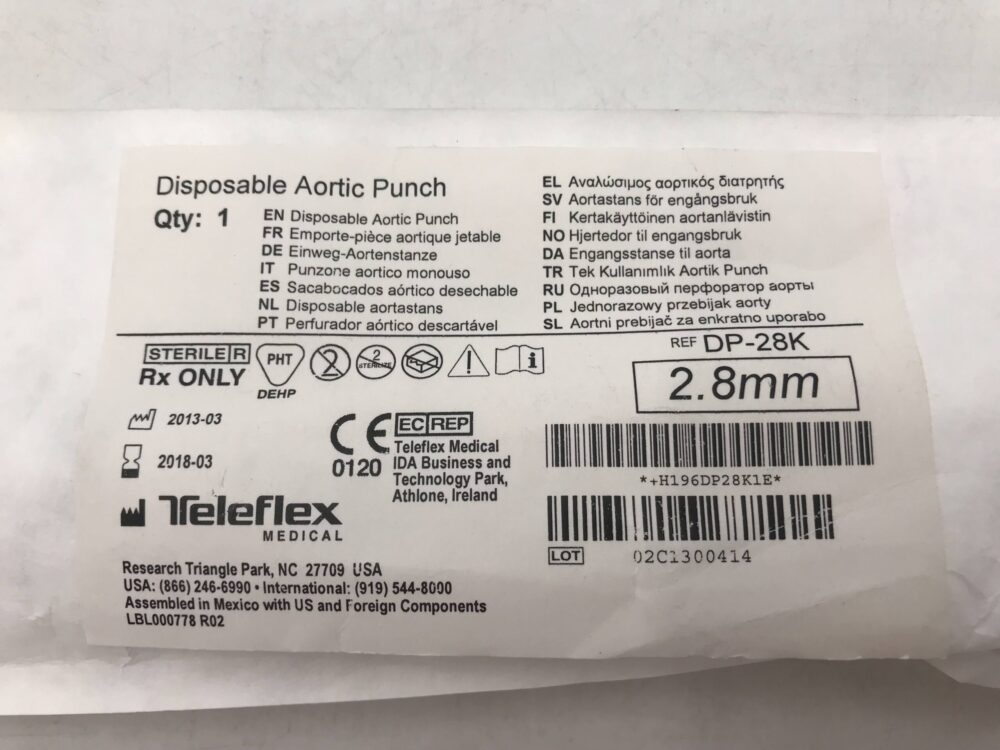 Teleflex DP-28K Disposable Aortic Punch 2.8mm (X) - GB TECH USA