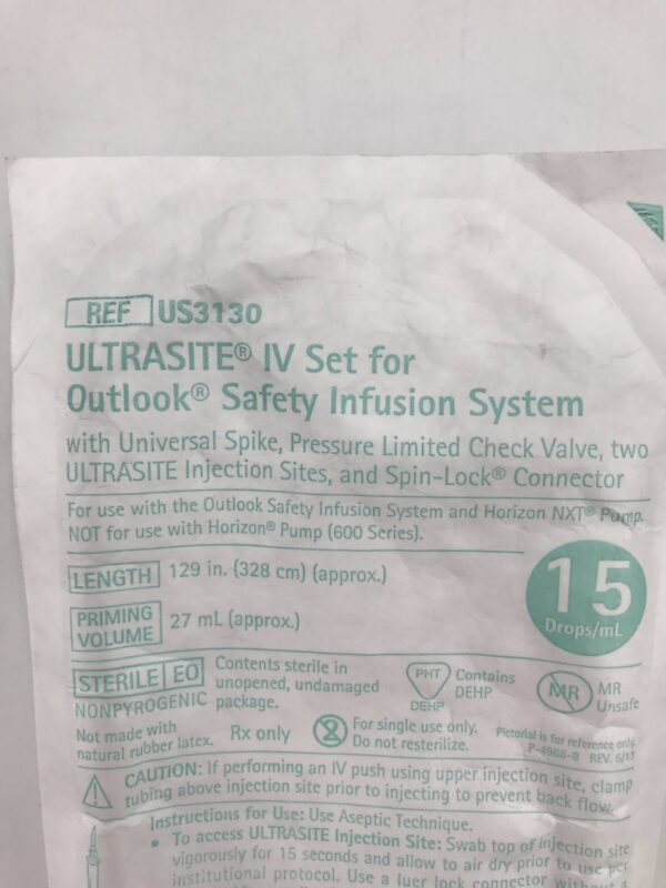 Braun US3130 Ultrasite IV Set for Outlook Safety Infusion System 15 ...
