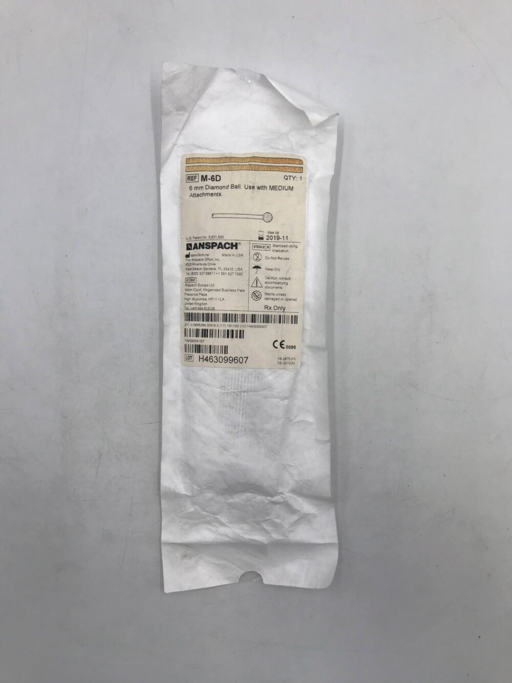 Anspach M-6D Diamond Ball 6mm Use with Medium Attachments (X) - GB TECH USA