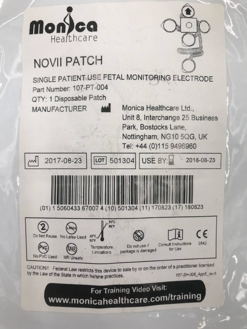 Monica Healthcare 107-PT-004 Novii Patch Single Patient Use Fetal ...
