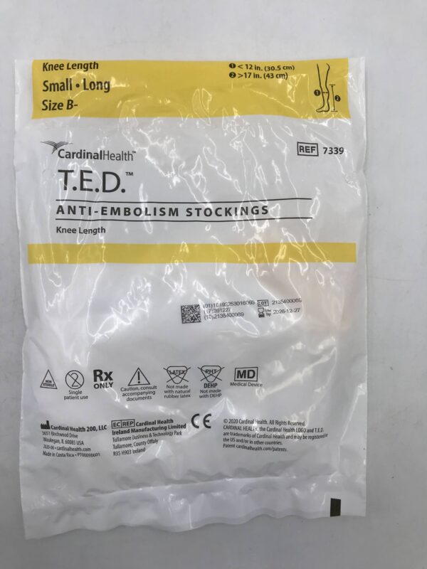 Cardinal Health 7339 T.E.D. Anti-Embolism Stockings Knee Length Small ...