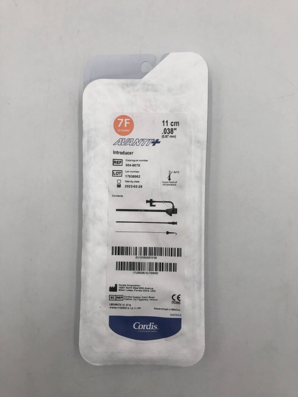 Cordis 504-607X Avanti+ Introducer 7F 11 cm .038″ (0.97mm) (X) – GB ...