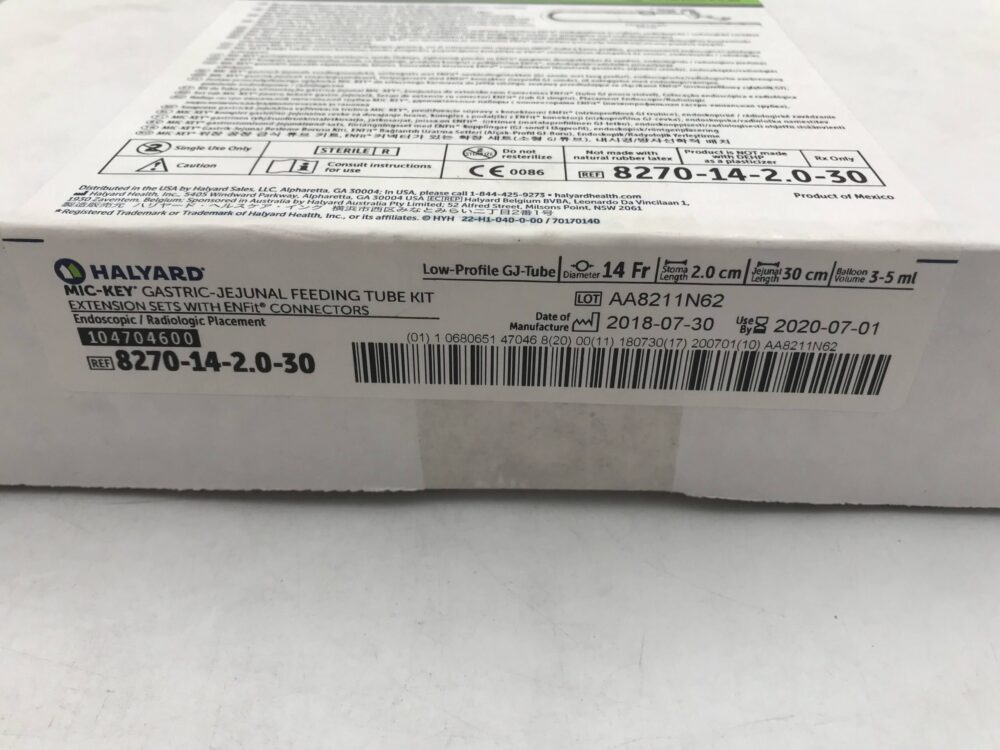 Halyard 8270-14-2.0-30 Mic-Key* Gastric-Jejunal Feeding Tube Kit Low ...