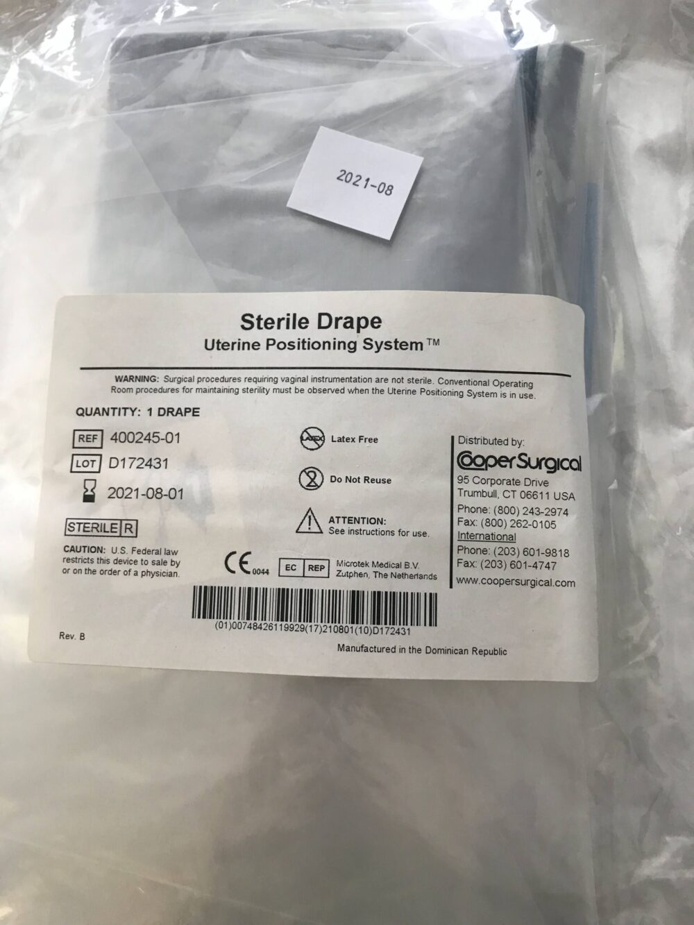 COOPER SURGICAL 400245-01 Uterine Positioning System Drape (X) – GB ...