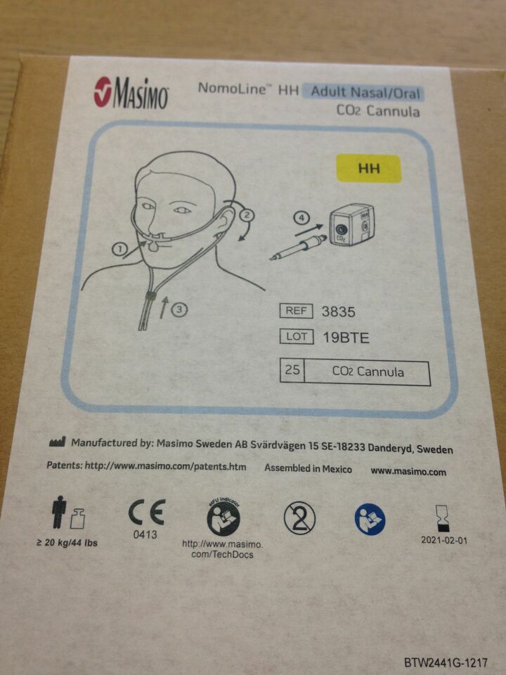 MASIMO 3835 Nomoline HH Adult Nasal/Oral Co2 Cannula (25/Box)(X) - GB ...