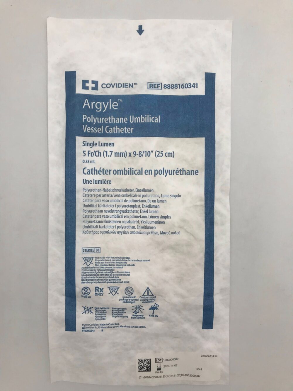 COVIDIEN 8888160341 Argyle Umbilical Vessel Catheter Single Lumen 5Fr ...
